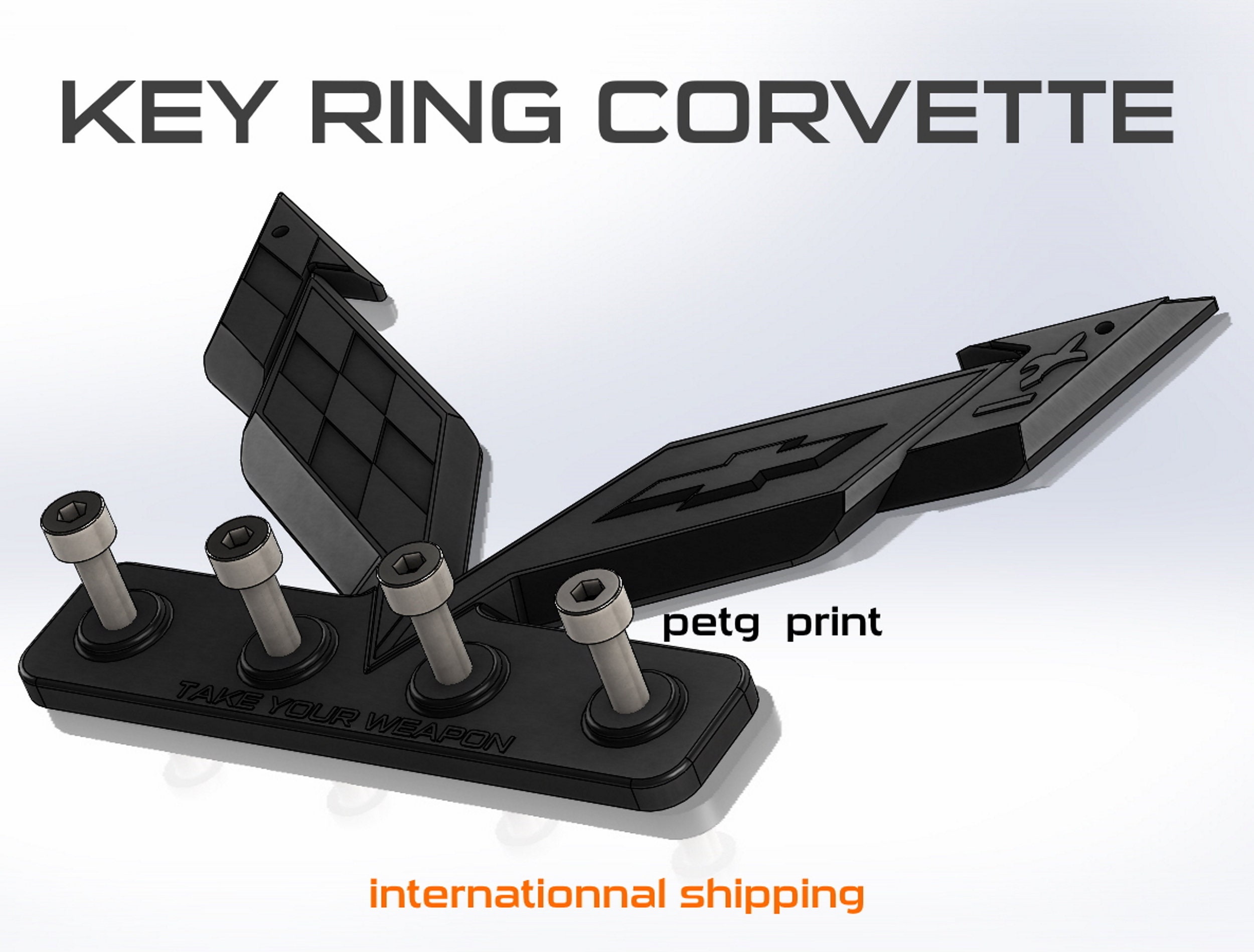 CORVETTE porte clé key ring 3d emblem rack c1 c2 c3 c4 c5 c6 | Etsy