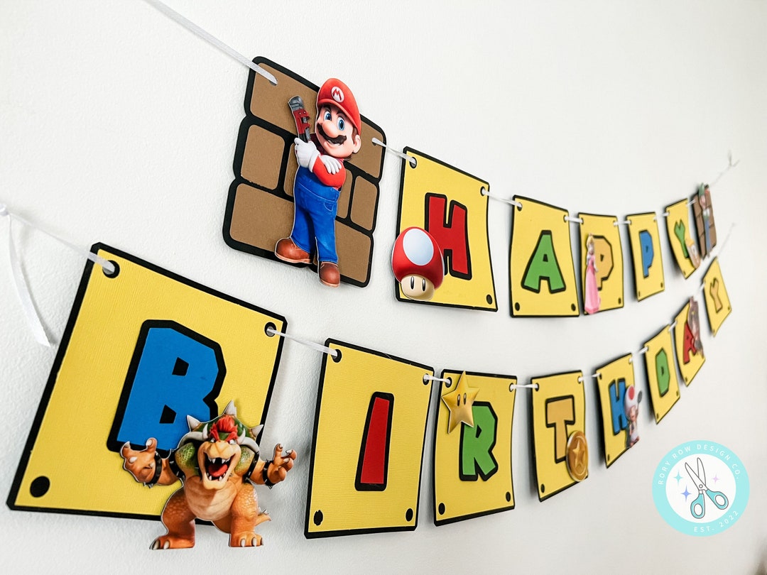 Super Mario Bros Birthday Banner | Mario Birthday Party Banner | Mario ...