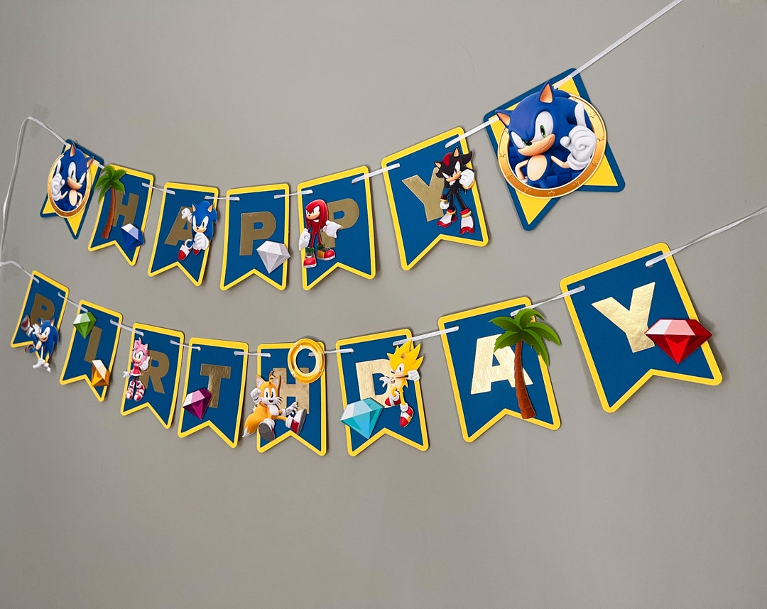 Sonic Birthday Banner | Sonic Birthday Decorations | Sonic the Hedgehog ...