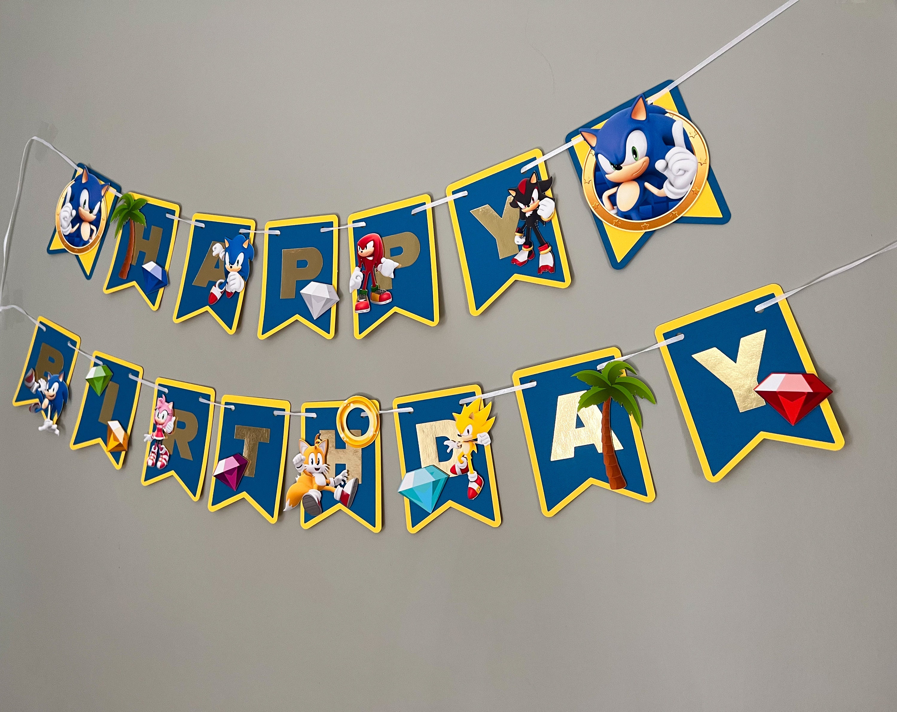 Sonic Birthday Banner Sonic Birthday Decorations Sonic the Hedgehog ...