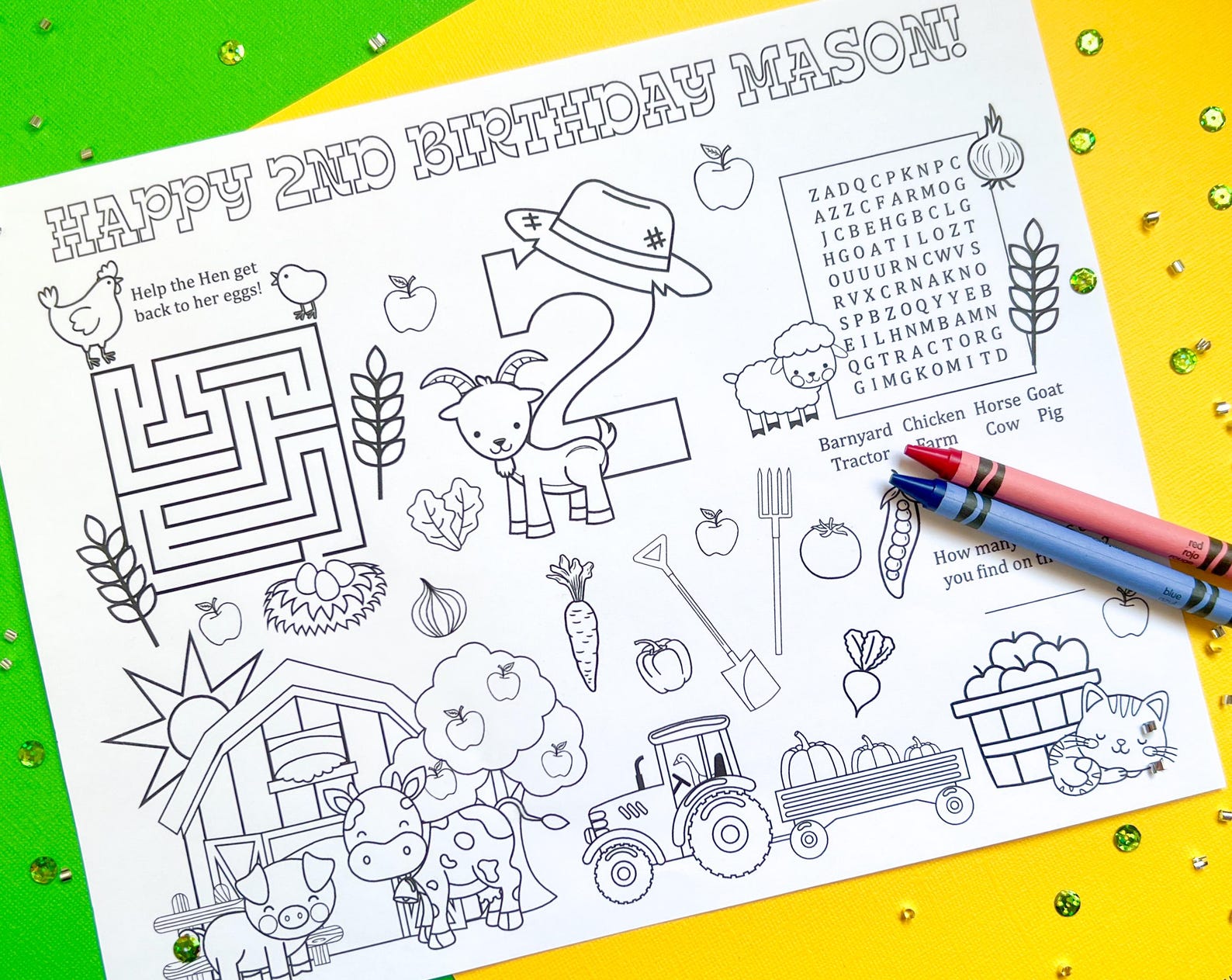 Barnyard Birthday Custom Activity Sheet | Farm Birthday Printable ...