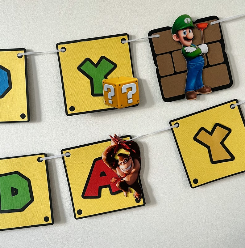 Super Mario Bros Birthday Banner Mario Birthday Party Banner - Etsy