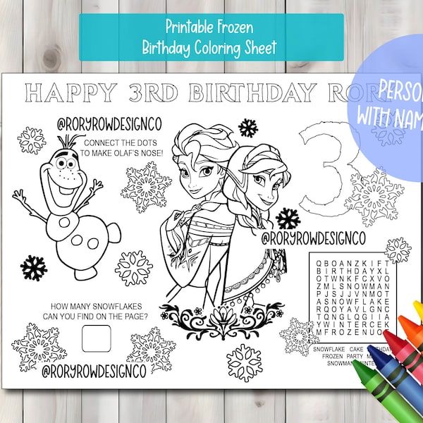 Frozen Birthday Party Activity - Etsy