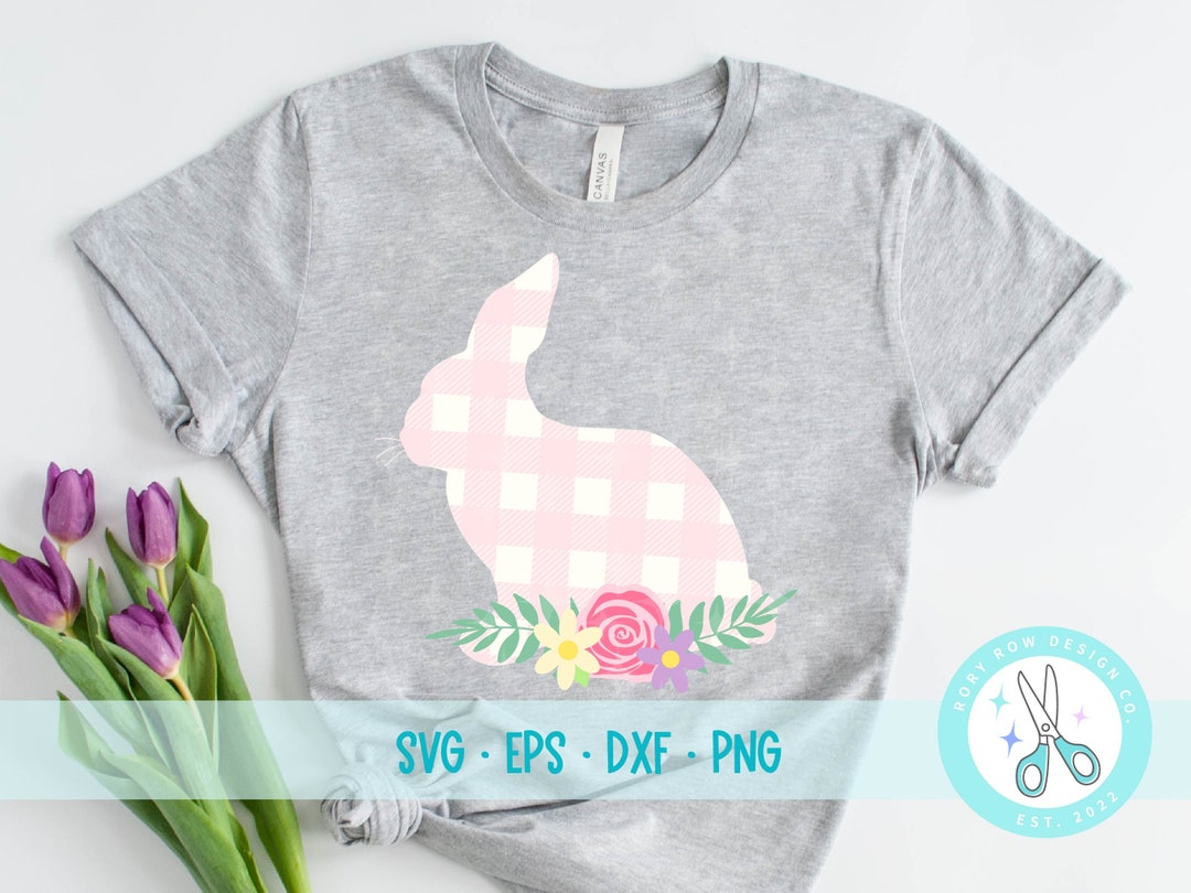 Floral Gingham Bunny Svg︱easter Bunny Svg, Happy Easter Svg, Spring SVG ...