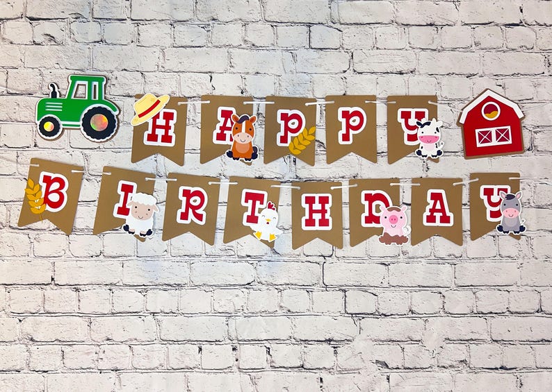 Barnyard Birthday Banner Farm Animal Birthday Farm Birthday Decorations ...