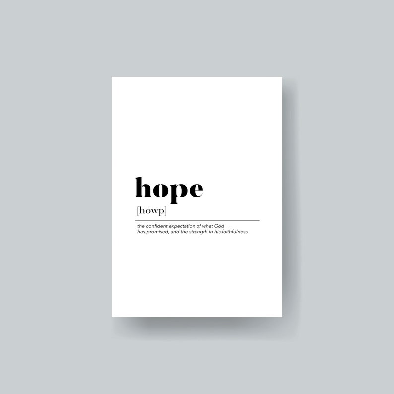 Hope Definition Wall Art Printable DIGITAL Downloadable - Etsy
