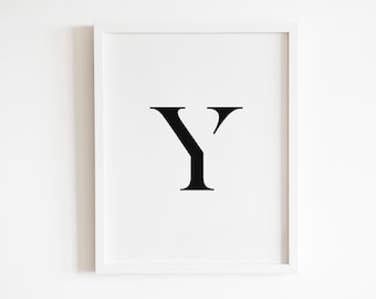 Vintage Typewriter Letter Y Digital Wall Art Retro Print for Home Decor ...