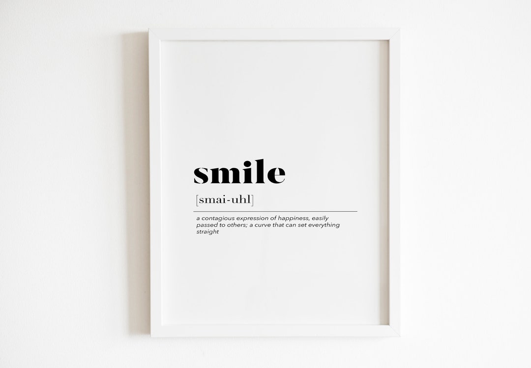 Smile Definition Wall Art Printable DIGITAL Downloadable - Etsy