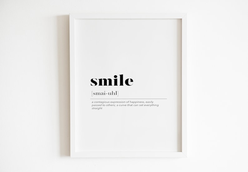 Smile Definition Wall Art Printable DIGITAL Downloadable - Etsy