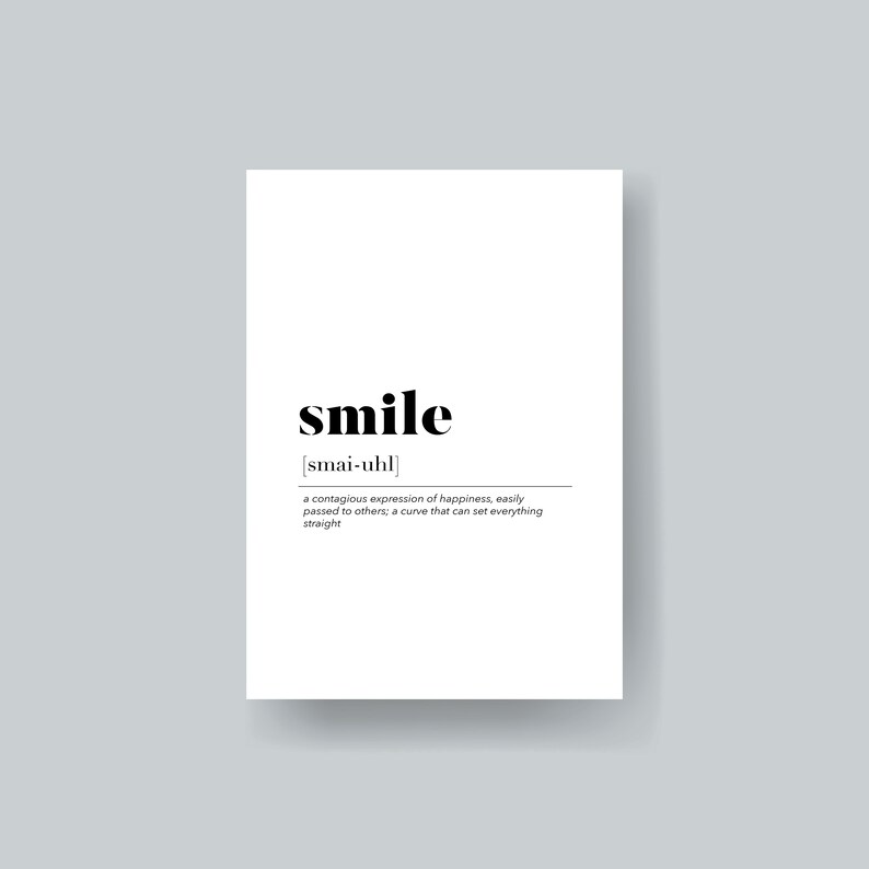 Smile Definition Wall Art Printable DIGITAL Downloadable - Etsy
