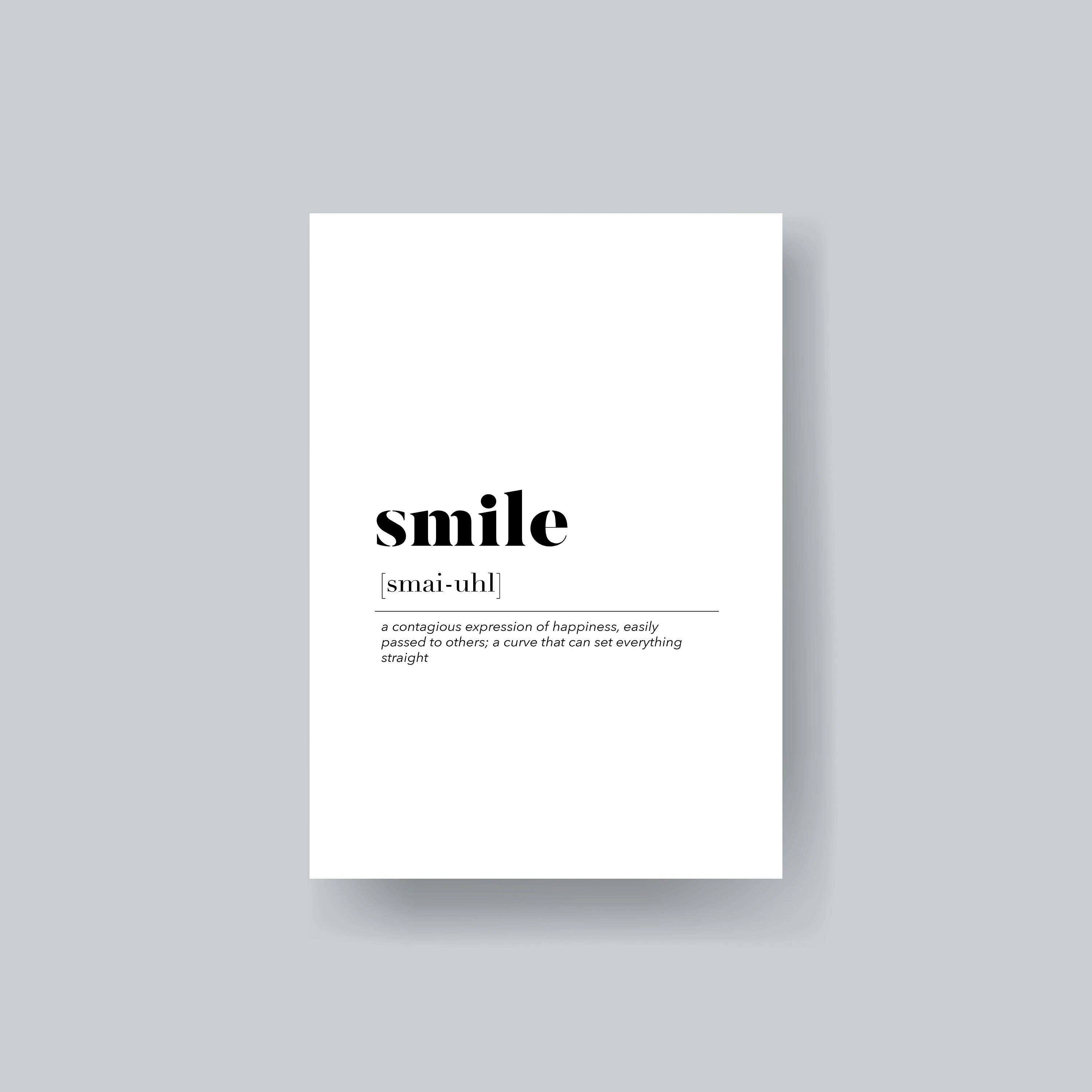Smile Definition Wall Art Printable DIGITAL Downloadable - Etsy