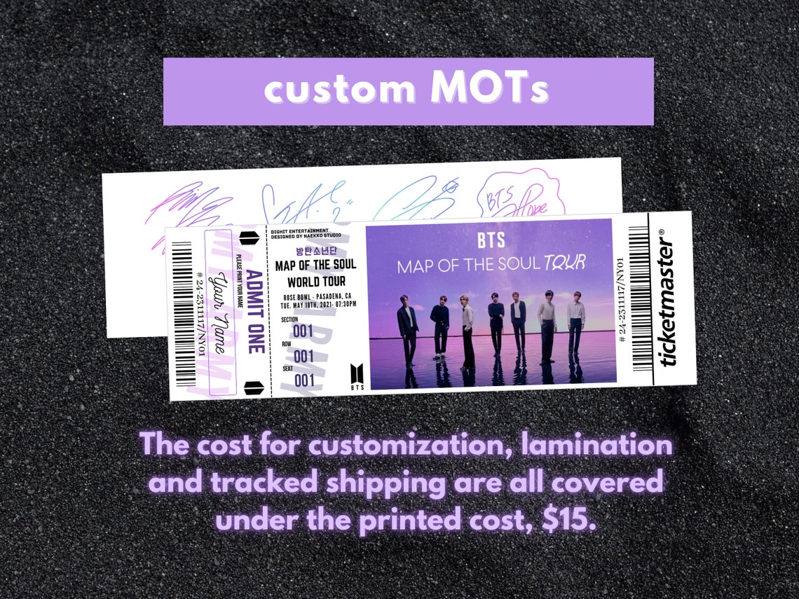 Custom BTS Memorabilia Tour Tickets | Etsy