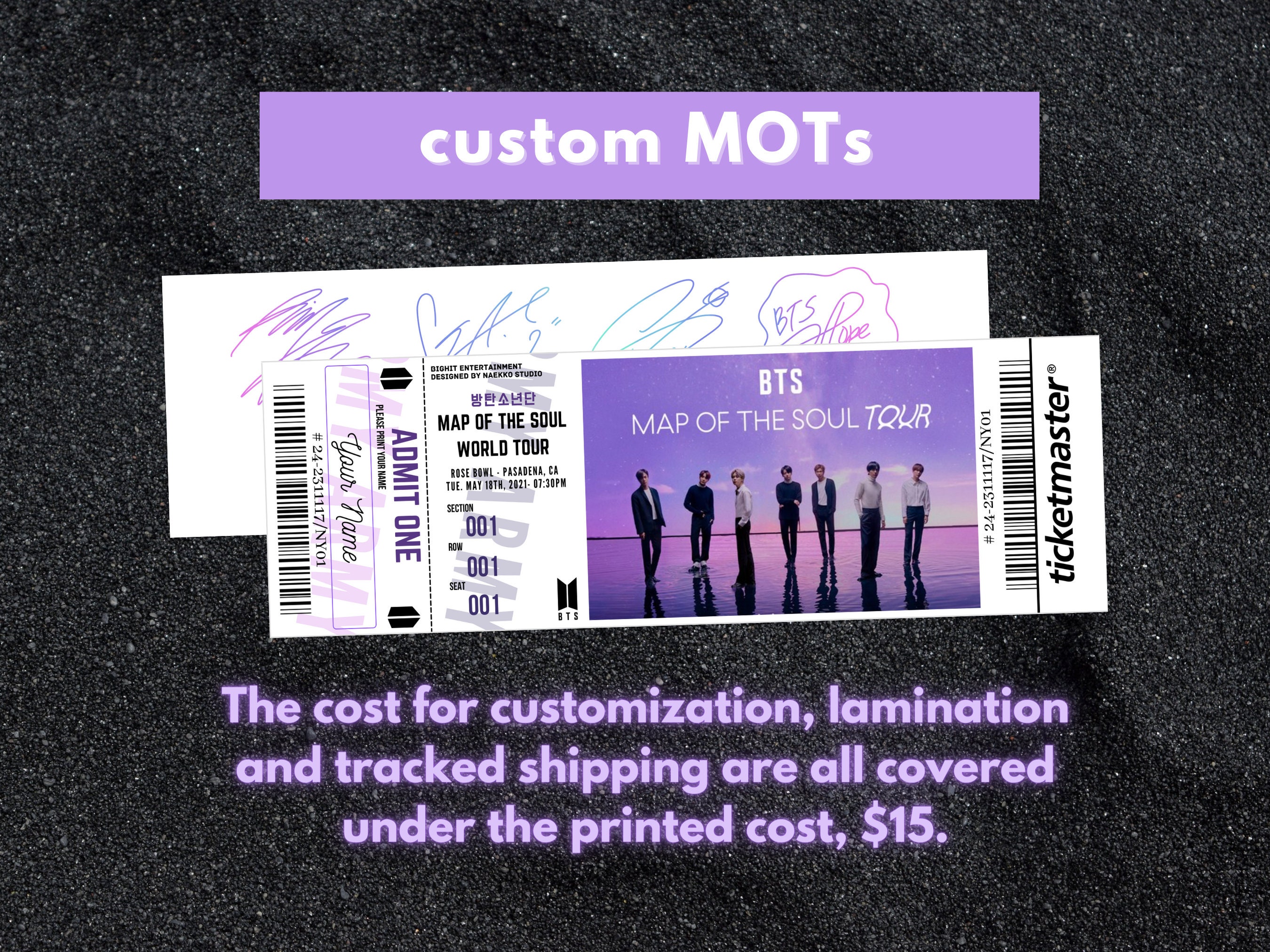 Custom BTS Memorabilia Tour Tickets | Etsy