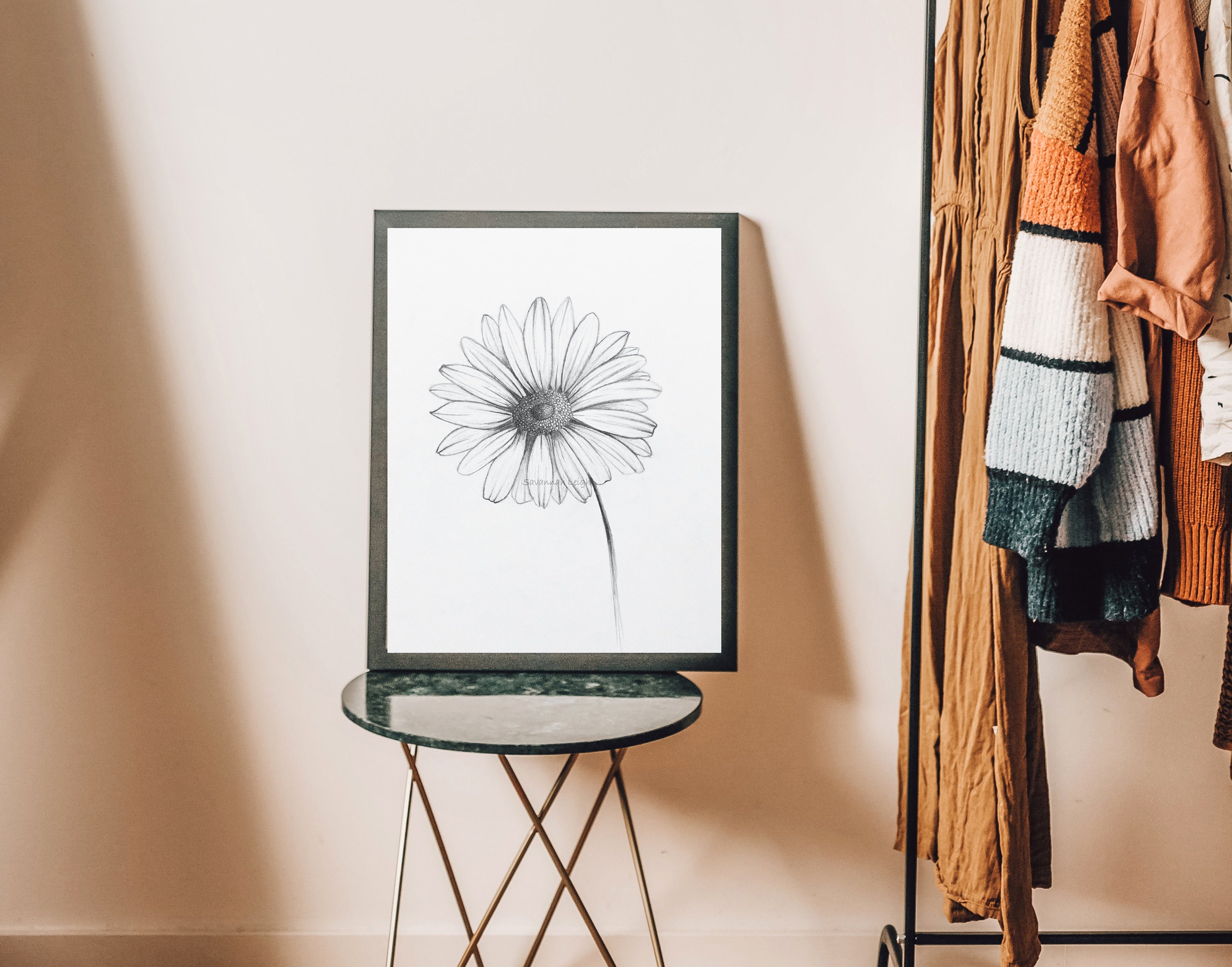 Boho Bedroom Flower Art Drawing Minimalist Boho Decor Line Art Boho ...