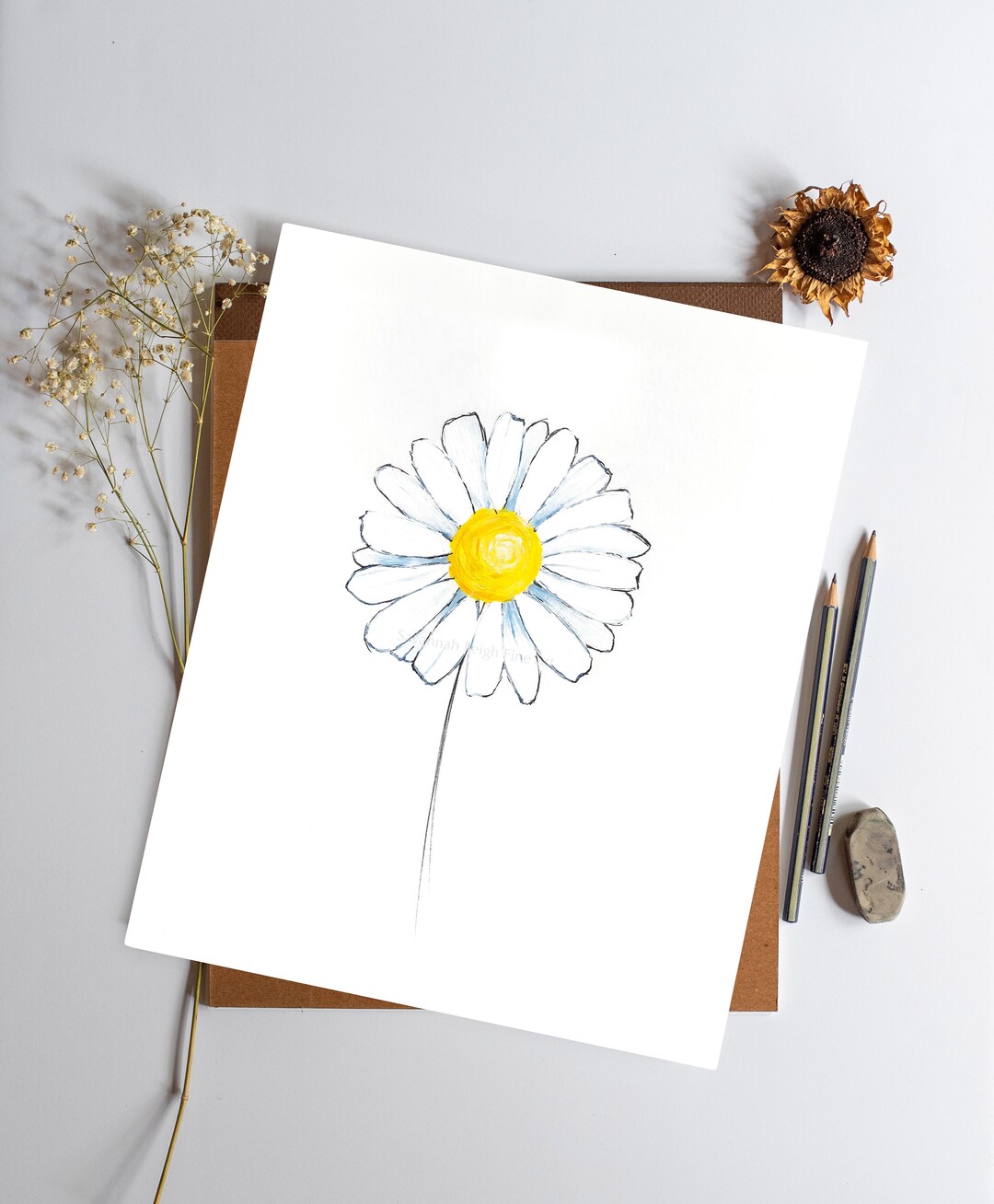 Boho Bedroom Daisy Art Drawing Minimalist Boho Decor Line Art Boho Chic ...