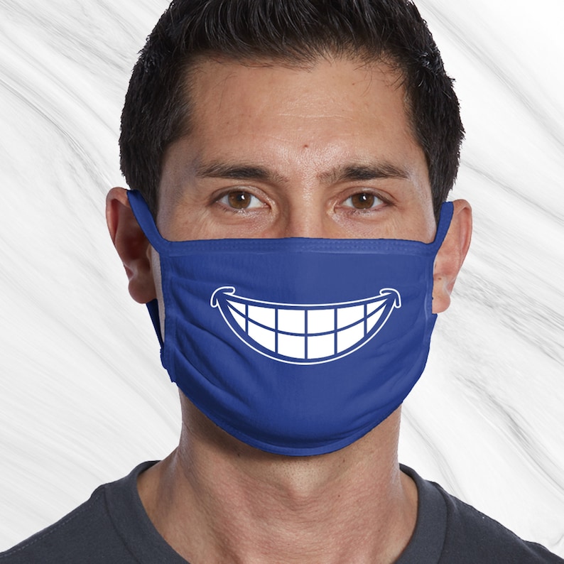 Big Grin Face Mask Smile Quarantine Mask Face covering | Etsy