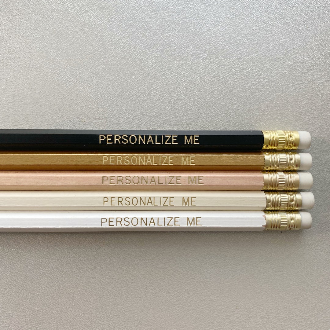 Personalized Pencils Gold Foil NEUTRAL Engraved Custom for Kids ...