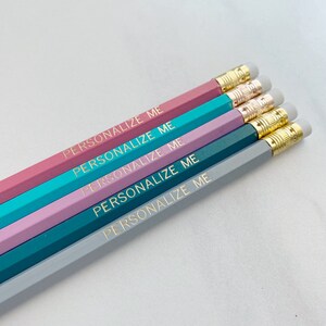 Teal Pink Custom Personalized Pencils Set of 5 Personalized Teacher ...