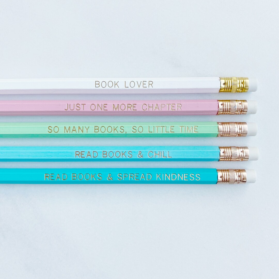 Book Lover Pencil Set Bookworm Stocking Stuffer Gifts - Etsy