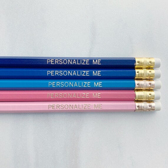 Navy Pink Personalized Pencils Custom Pencils Happy Set | Etsy