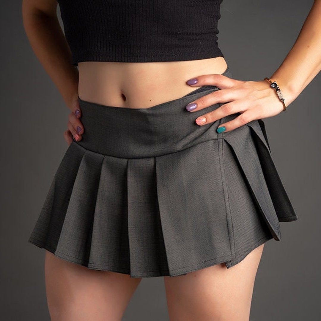 MICRO MINI Skirt Plaid Pleated gray - Etsy