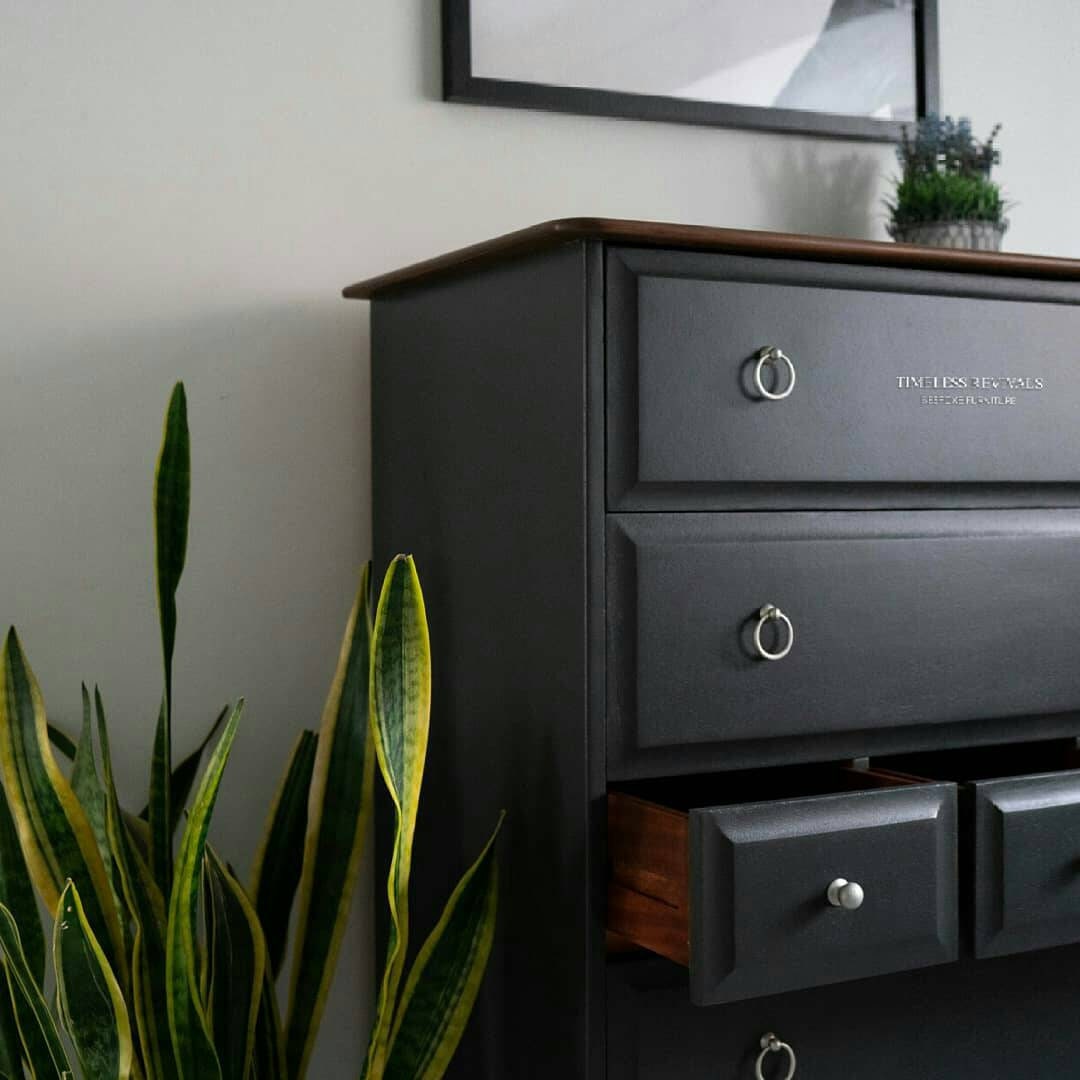 Vintage Dark Grey Chest of Drawers vintage Tallboy Drawers - Etsy UK