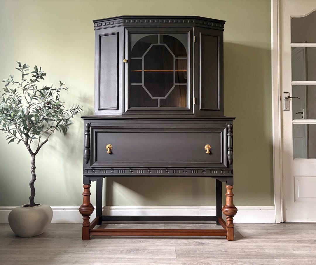 Jacobean-inspired Drinks Cabinet | Hand-painted “coffee Bean” Vintage ...