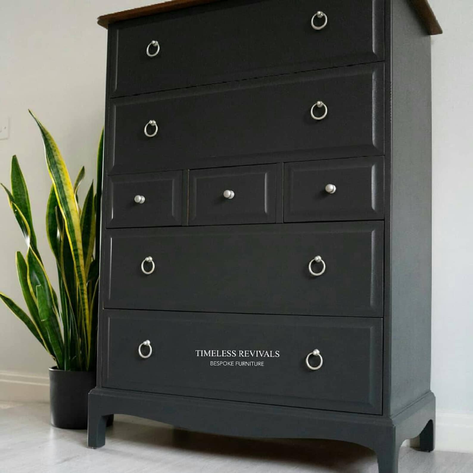 Vintage Dark Grey Chest of Drawers vintage Tallboy Drawers - Etsy UK