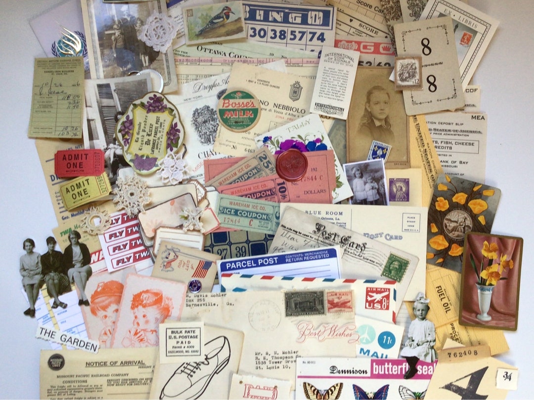 Hand Made Junk Journal Ephemera Book With Over 180 Pieces of Ephemera ...