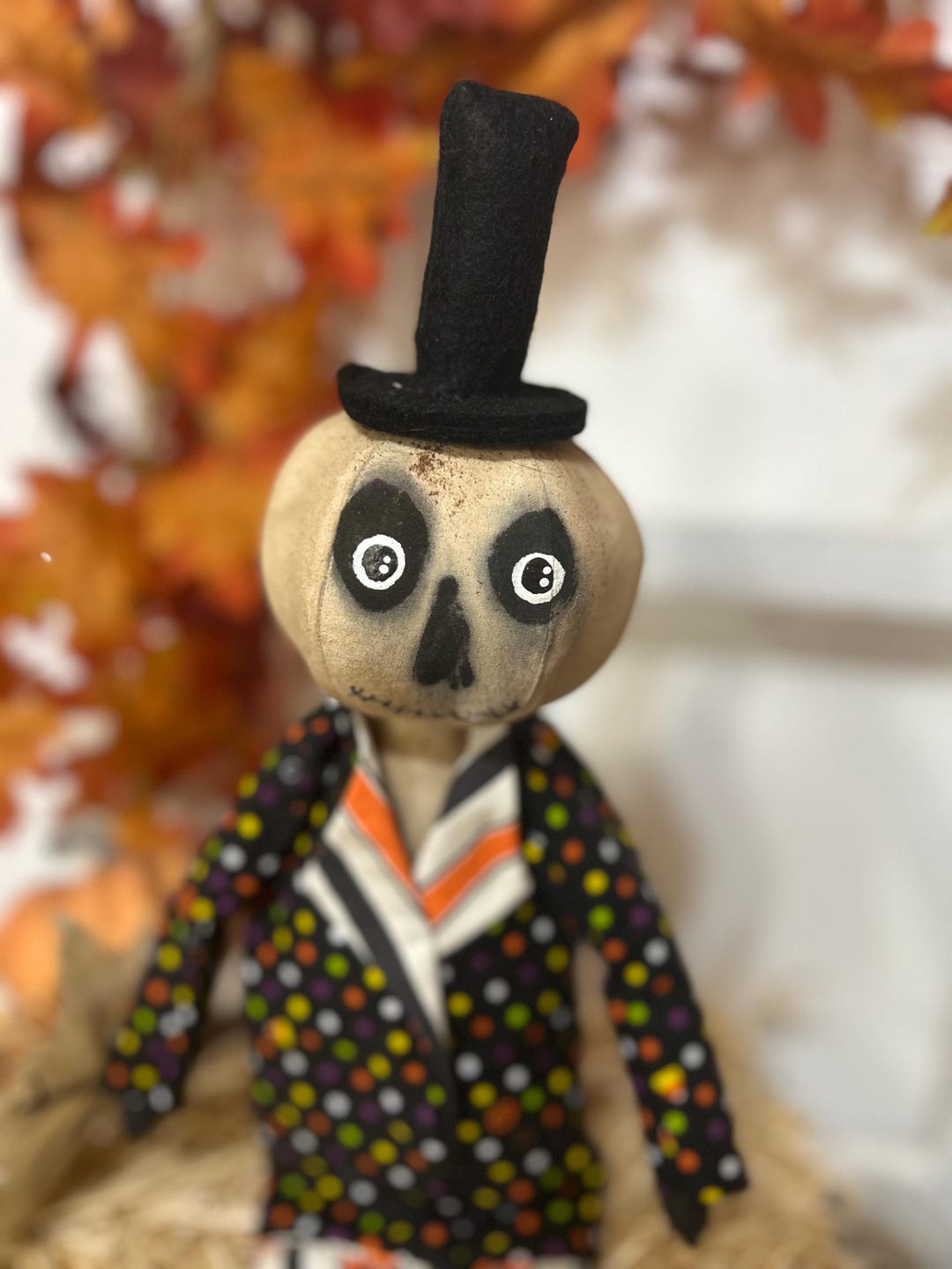 Primitive Skeleton Man Doll – Handmade Halloween Folk Art, Painted ...