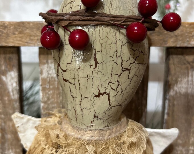 Handmade Primitive Angel Art Doll - 16" Coffee-stained Folk Art Decor ...