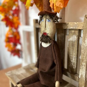 Primitive Colonial Man Cloth Art Doll, Thanksgiving Decor, Art Doll ...