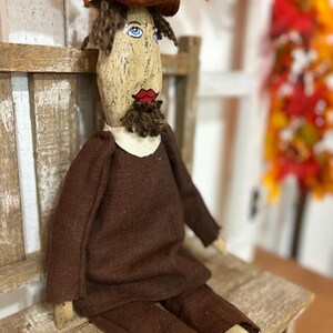 Primitive Colonial Man Cloth Art Doll, Thanksgiving Decor, Art Doll ...