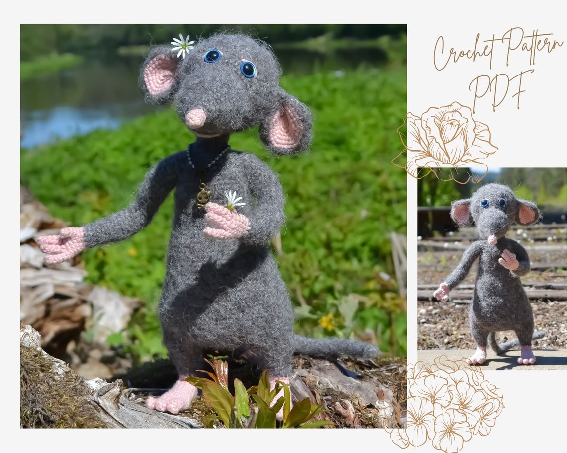 Crochet Pattern: Macaroni the Rat Toy PDF Language English | Etsy