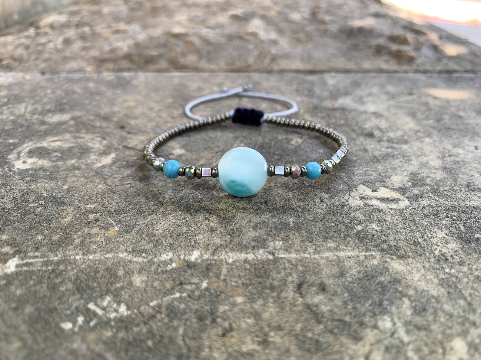Larimar Stone Bracelet: Authentic Sky Blue Caribbean Gemstone, Sterling ...