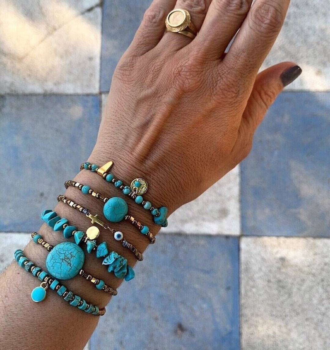 Natural Turquoise Bracelets, Dainty Turquoise Bracelets, Turquoise ...