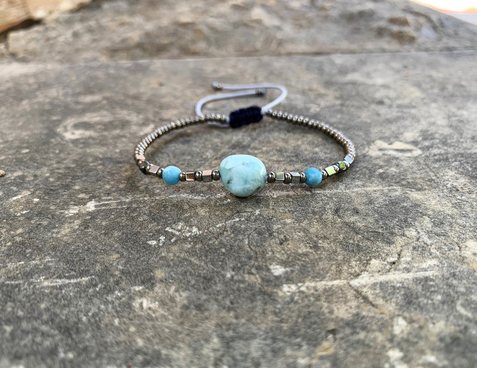 Larimar Stone Bracelet: Authentic Sky Blue Caribbean Gemstone, Sterling ...