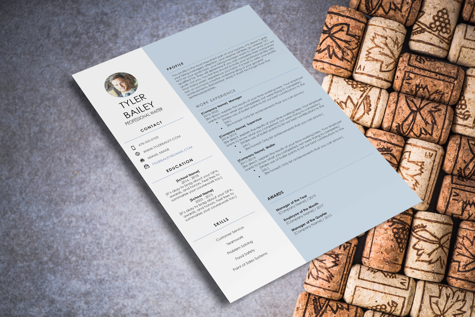 Professionelle Kellner Lebenslauf Vorlage, sofortiger Download ...