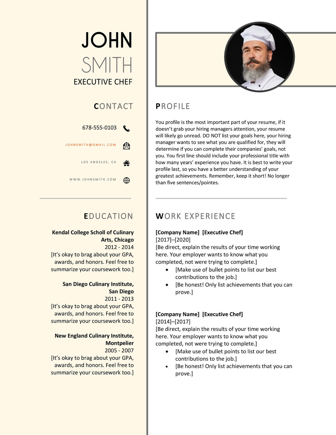 professional-chef-resume-template-hospitality-cv-template-instant