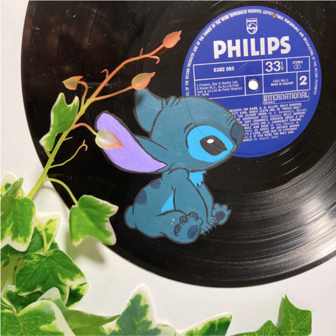 Painted Vinyl Record Stitch Cartoon Character Design | Etsy UK
