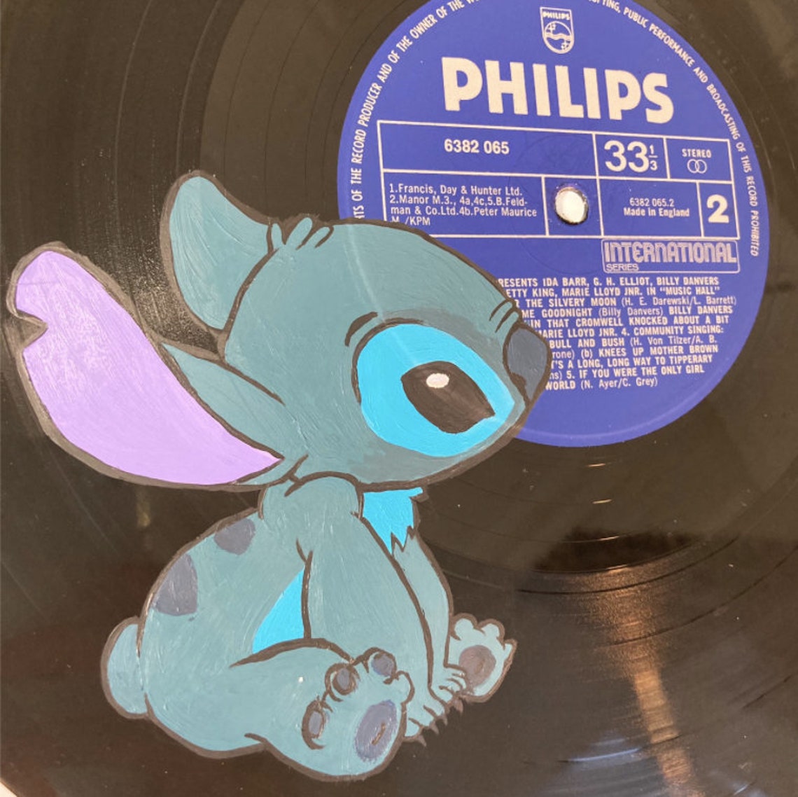 Painted Vinyl Record Stitch Cartoon Character Design - Etsy UK