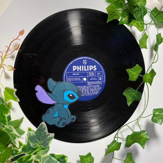 Painted Vinyl Record Stitch Cartoon Character Design | Etsy UK