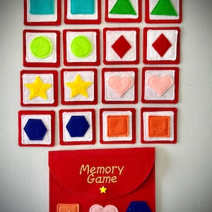 Memory Shapes Game, Felt Memory Game for Kids, Basic Shapes Memory Game ...