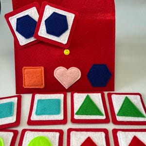 Memory Shapes Game, Felt Memory Game for Kids, Basic Shapes Memory Game ...