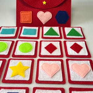Memory Shapes Game, Felt Memory Game for Kids, Basic Shapes Memory Game ...