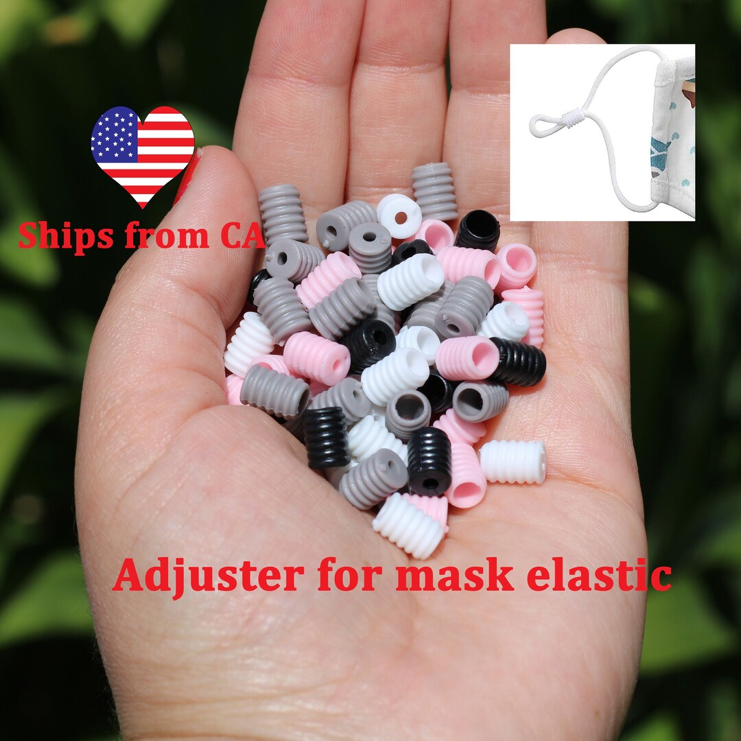 Barrel Cord Lock for Elastic DIY Face Mask/ Black/ Elastic/ Cord Lock ...
