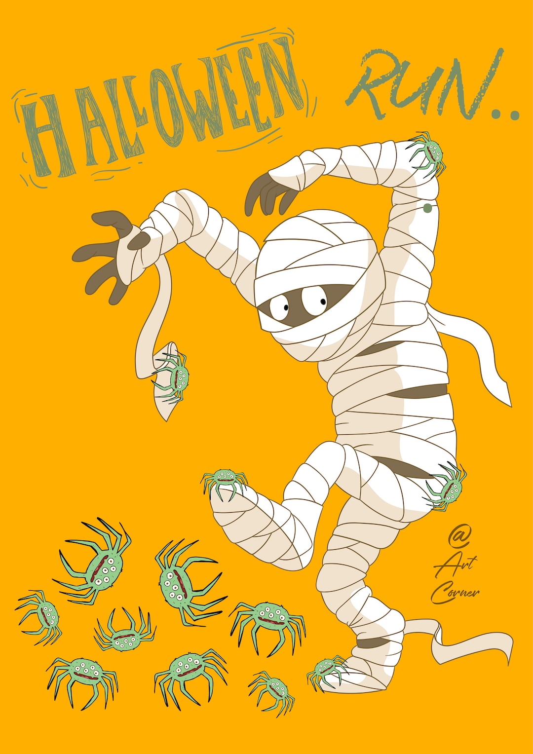 Halloween Run, White Mummy, Green Spider Ghost, Run Away Bites, Funny ...