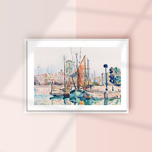 La Rochelle (ca. 1911) Painting, Boat and River, Vintage Watercolors ...