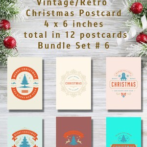 Vintage/retro Christmas Postcard Bundle Set#6, Total in 12 Postcards ...