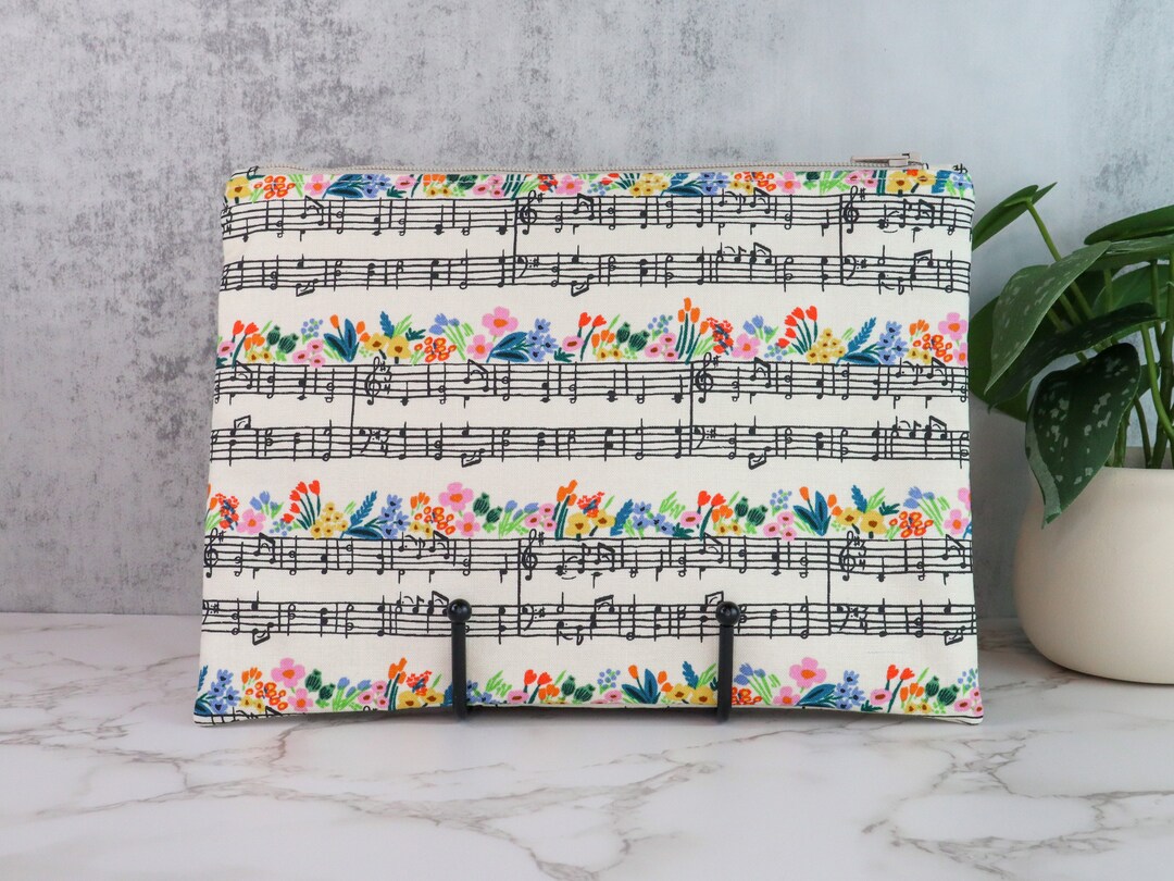 Floral Music Notes Zipper Pouch, Coin Purse, Makeup Bag, Pencil Case ...